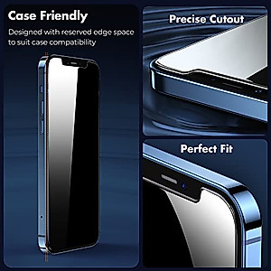 UNBREAKcable Privacy Screen Protector for iPhone 12 Pro Max 6.7", Shatterproof Tempered Glass [True 28°Anti Spy] [9H Hardness] [Easy Installation Frame] Black, 2 Pack