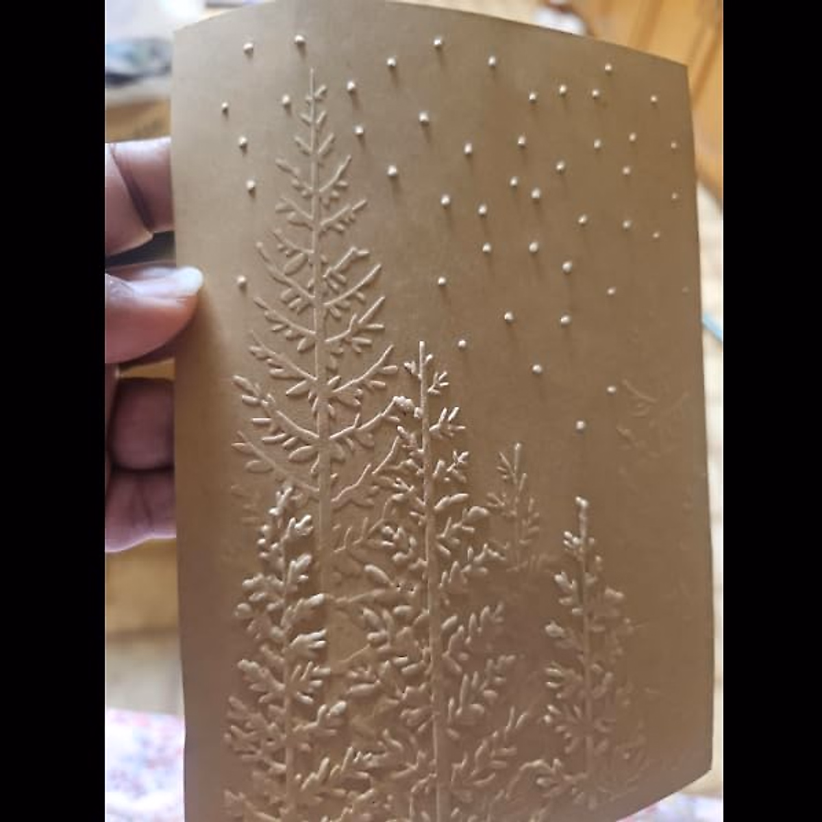 KWELLAM 3D Merry Christmas Snowfall Tree Woodland Background Plastic Embossing Folders for Card Making Scrapbooking and Other Paper Crafts 3080401