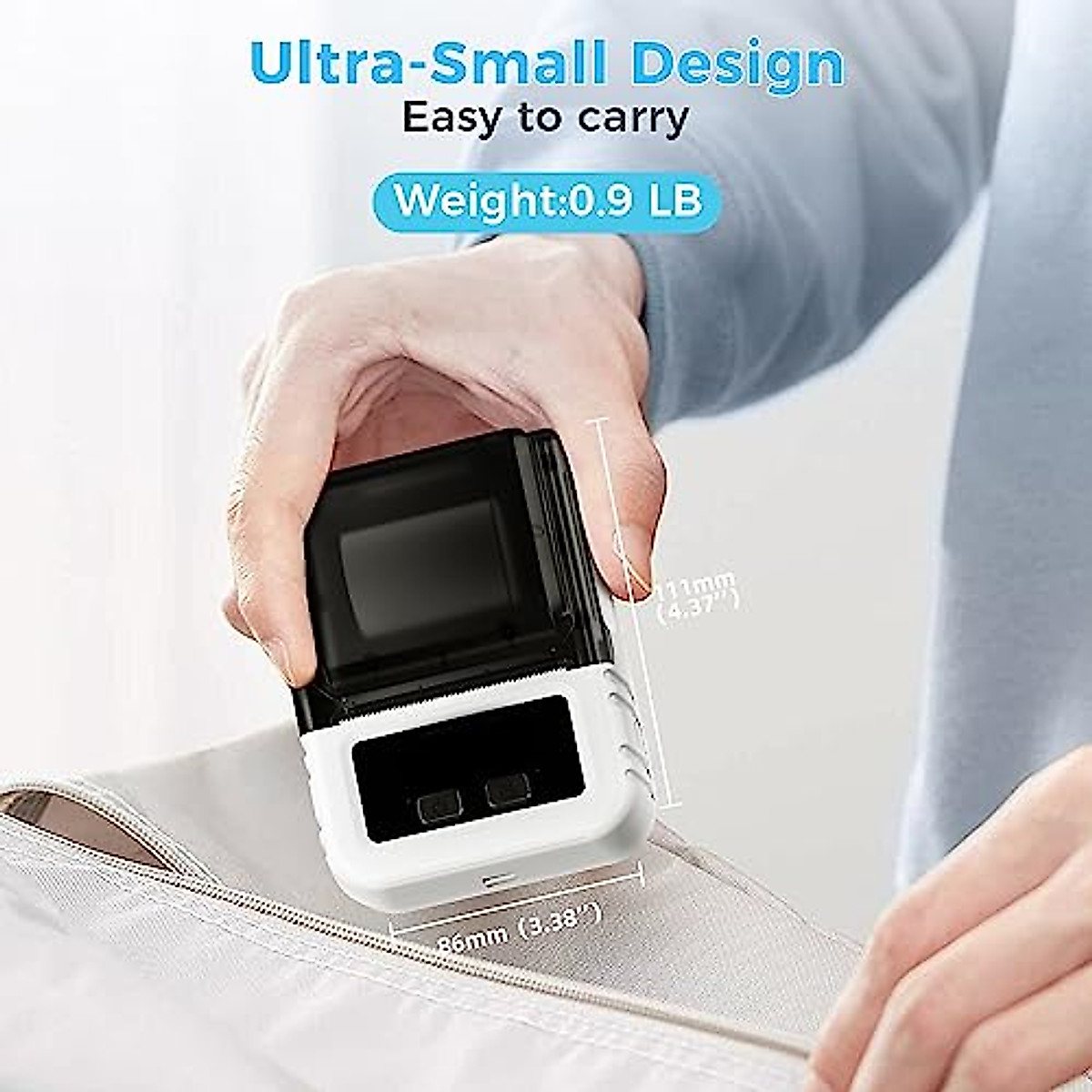 Phomemo M120 Label Maker, Barcode Label Printer, Mini Portable Wireless Bluetooth Thermal Label Printer for Retail, QR Code, Images & Small Business, Compatible with Android, iOS & PC, White