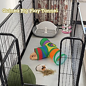 Rypet Guinea Pig Tunnel 3 Way Collapsible Small Pet Tunnels and Tubes with Interactive Ball for Baby Rabbit Ferret Hamster Chinchilla Hedgehog Hiding and Resting
