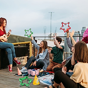 Facnogu 1 Pair Pentagram Handheld Tambourine Handbell Timbrel, Double Row Musical Percussion Instrument with 28 Nickel Steel Jingles - Green