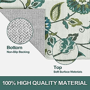 KIMODE Floral Door Mat 24''x36'', Washable Non-Slip Entryway Rugs Indoor,Front Indoor Doormat,Low-Pile Distressed Plant Print Throw Rug for Entrance/Kitchen/Hallway/High Traffic Areas