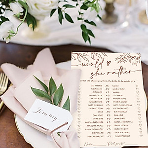 JarThenaAMCS 50 Sheets Boho Bridal Shower Game Cards Double Sided Party Game Activity Cards for Would She Rather & Find The Guest Wedding Bridal Shower Bachelorette Party Games Supplies