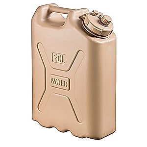 Scepter 5 Gallon 20 Liter BPA Free Lightweight Portable Water Storage Container for Camping and Emergency Storage, Plastic Sand