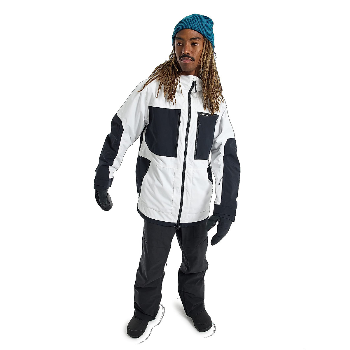 Burton Mens' Frostner 2L Snow Jacket (US, Alpha, Medium, Regular, Regular, Stout White/True Black)