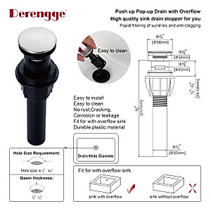 Derengge Two-Handle Bathroom Sink Faucet with Deck Plate,1 Hole or 3 Hole Bathroom Faucet with Plastic Pop-Up Drain,Brushed Nickel PVD Finished,LF-T0081-BN