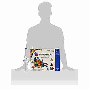 Magna-Tiles 32-Piece Clear Colors Set, The Original Magnetic Building Tiles For Creative Open-Ended Play, Educational Toys For Children Ages 3 Years +