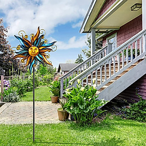 VEWOGARDEN Garden Solar Wind Spinner, Sun Outdoor Metal Wind Sculpture Yard Art Decor for Patio, Lawn & Garden