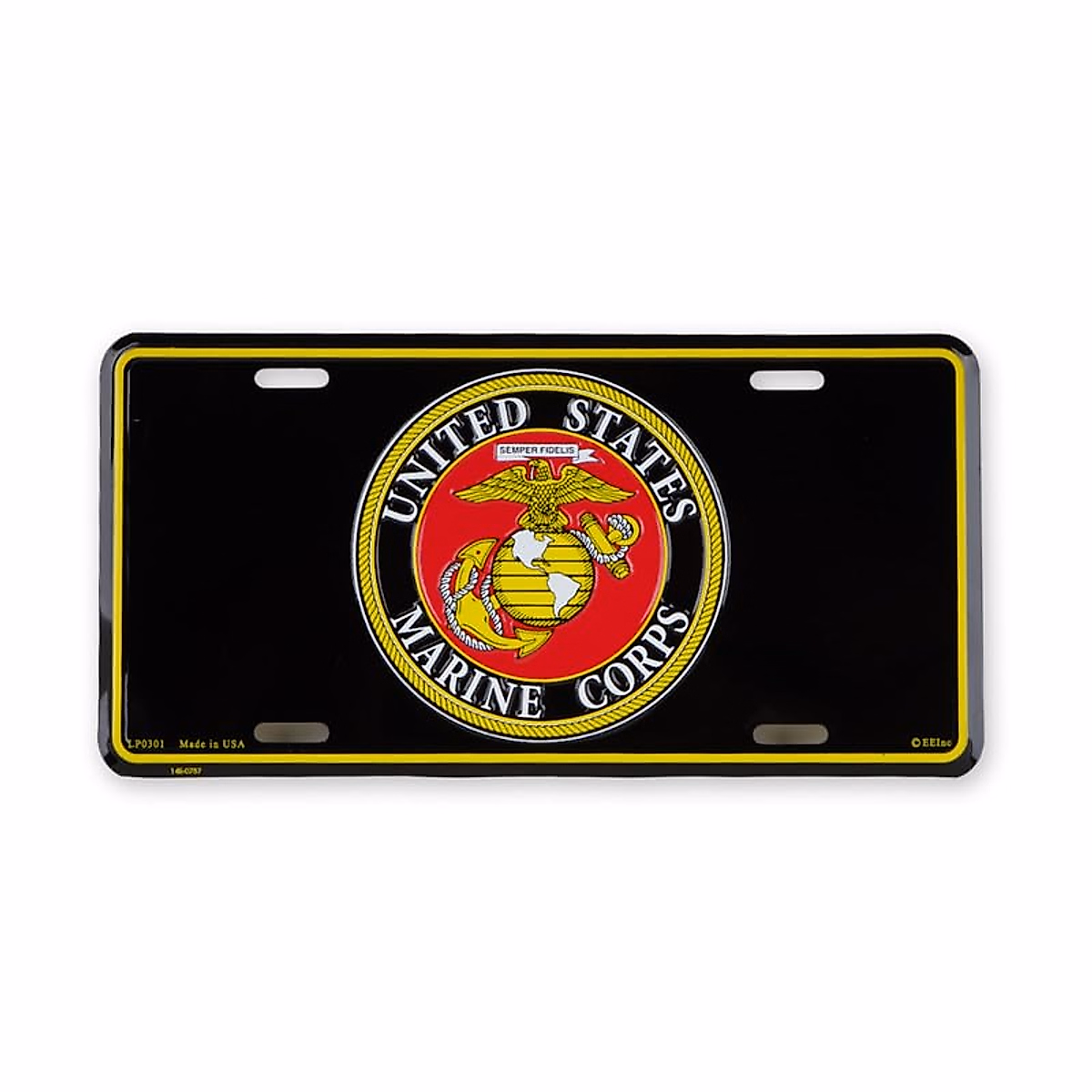 License Plate with United States Marine Corps (USMC) Logo. Standard Size 6" x 12", License Plate of Cars, SUVs, Trucks and minivans Aluminum 4 Holes|Universal fits Officially Licensed