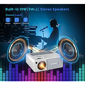 FANGOR 4K Supported Projector with 5G WiFi and Bluetooth - HD 900 ANSI 1080P Native Projector for Outdoor Movies, Home Video Projector with 4P Keystone 50% Zoom Supports TV Stick/Roku/Laptop/Phone