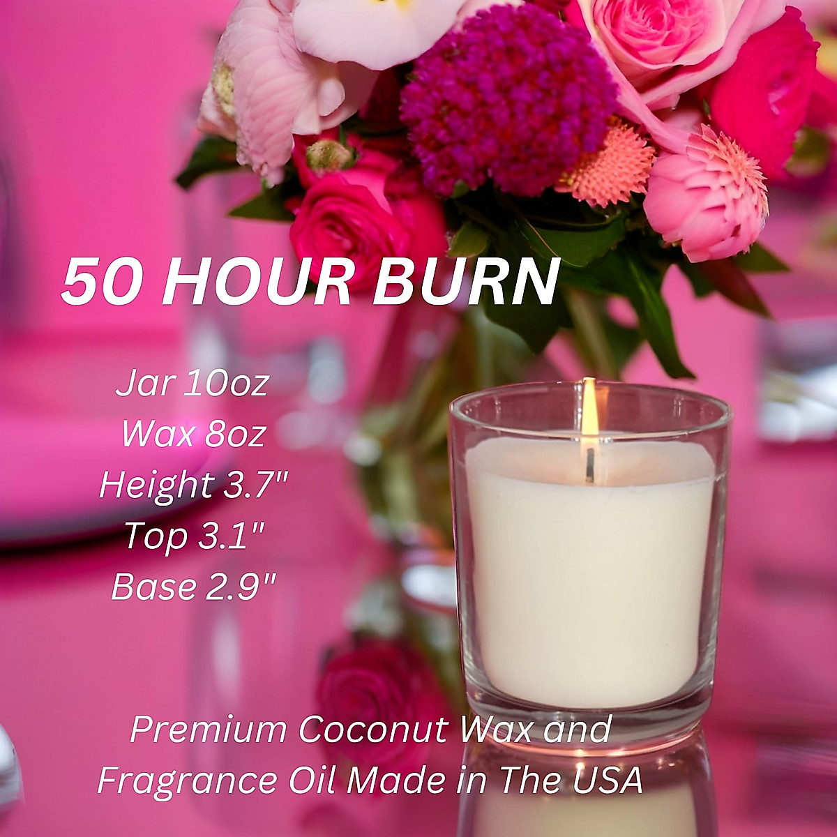 Scented Candle Coco Chanel no 5 Perfume Version, Elegant Womens Fragrances, Gifts for Women, Home Luxury Scents, Organic Coconut Wax Candles, Long Lasting Clean 50 Hour Burn, Coffee Table Decor, USA