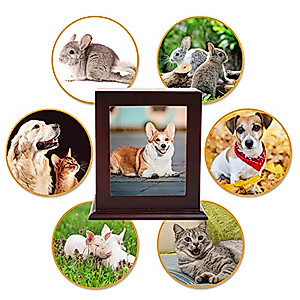 BRKURLEG Dog Urns for Ashes, Wood Pet Urn with Photo Frame, Urn for Dogs Ashes, Pets Ashes Box Cremation for Cats Dogs, Dog Ashes Keepsake Box, Memorial Box for Dog Ashes, Animal Urns for Ashes