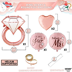 KatchOn, Diamond Ring Foil Balloon Set - Pack of 5 | Future Mrs Balloons | She Said Yes Decorations | Bridal Shower Balloons for Bachelorette Party Decorations, Rose Gold Bridal Shower Decorations