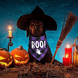 JOTFA 4 Pack Halloween Thanksgiving Day Dog Bandanas, Holiday Fall Plaid Dog Puppy Bandana Scarf Costume for Small Medium Large Dogs Pets