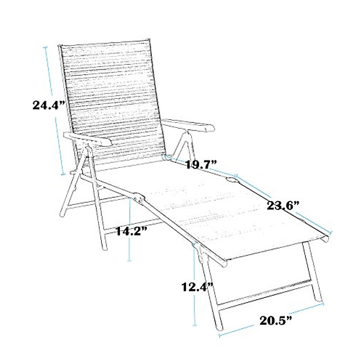 PHI VILLA 5 Stages Adjustable Patio Folding Lounge Chair Metal Outdoor Sling Fabric Recliner Chaise for Beach Yard Pool, 2 Pack,Brown