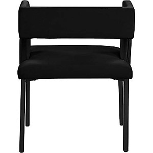Meridian Furniture Caleb Collection Modern | Contemporary Upholstered Dining Chair with Unique Squared Back and Sturdy Iron Legs, Set of 2, 23" W x 21" D x 30" H, Black Velvet, Matte Black