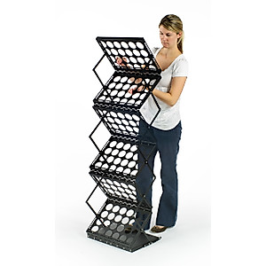 Displays2go LRJNYA3BLK 6-Pocket Portable Magazine Rack, Double-Sided Folding Literature Display, Black Metal