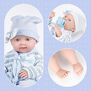16" Washable Reborn Baby Doll - Lifelike Handmade Silicone Doll with Doll Accessories for Girls Boys Kids