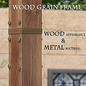 PURPLE LEAF 10' x 13' Outdoor Retractable Pergola with Sun Shade Canopy Patio Metal Shelter for Garden Porch Beach Pavilion Natural Wood Grain Frame Gazebo Modern Yard Grill Pergola