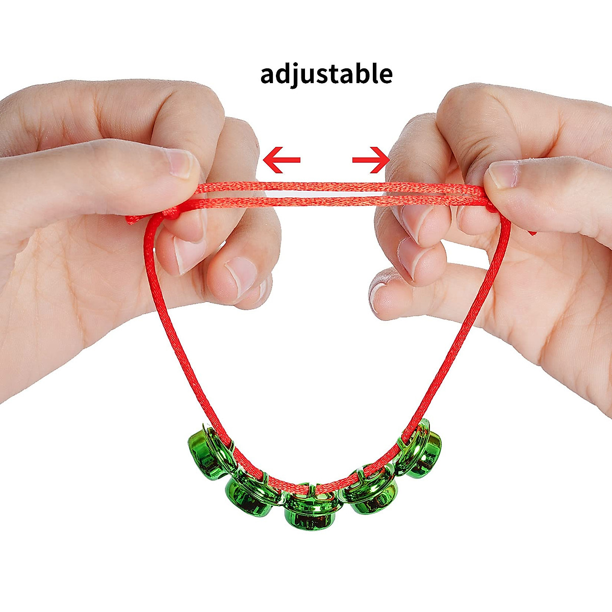 mifengda 30 Pieces Christmas Jingle Bell Bracelets Adjustable Jingle Bell Wrist Band Green Red and Gold Metal Bells Bracelets for Christmas Party Gift