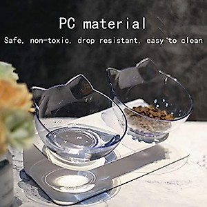 Luck Dawn Double Elevated Cat Bowls with Raised Stand, 15 Tilted cat Bowl Design Neck Guard Stand Raised Pet Food Water Feeder Bowl for Cats or Small Dogs