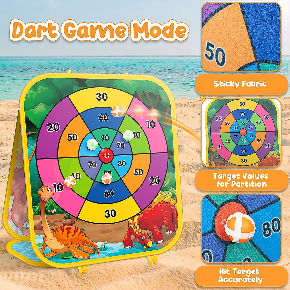 HelloJoy Bean Bag Toss Game Kids Outdoor Toys,Double-Sided Foldable Cornhole Board Backyard Beach Yard Outdoor Toys for Toddler, Outside Lawn Party Activities Toy Gifts for Boys Girls Age 3 4 5 6 7 8