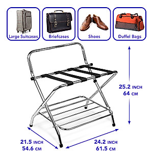 USTECH Foldable Luggage Rack, Metal Suitcase Stand for Guest Room