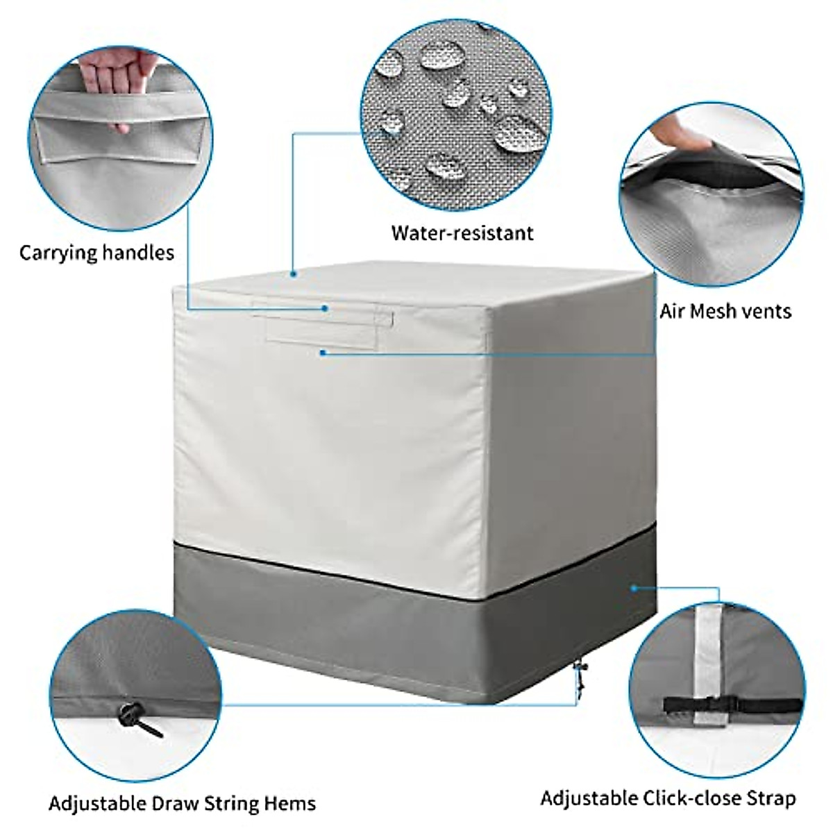 Liamoy Air Conditioner Cover for Outside Units - AC Cover Waterproof and Durable, Square Fits 38 x 38 x 40 Inches