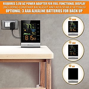 Wittime 2079 Indoor Outdoor Thermometer Wireless Temperature and Humidity Monitor Inside Outside Thermometer for Home with Temp Sensor,hd lcd