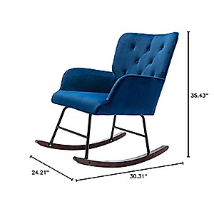 HomSof Modern Rocking Nursery Upholstered Accent Rocker Chair for Living Room, One Size, Navy