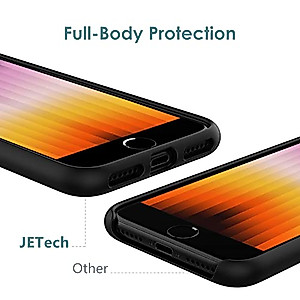 JETech Silicone Case for iPhone SE 3/2 (2022/2020 Edition), 4.7-Inch, Silky-Soft Touch Full-Body Protective Phone Case, Shockproof Cover with Microfiber Lining (Black)