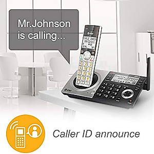 AT&T CL83207 DECT 6.0 Expandable Cordless Phone with Smart Call Blocker, Silver/Black with 2 Handsets