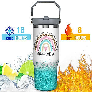 soeufnwhf Teacher Tumbler Cup, 30oz Stainless Steel Teacher Travel Coffee Mug Cup, Best Teacher Gifts for Women & Teacher Appreciation Gifts for Birthday, Appreciation Week, Back To School