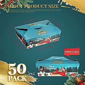 Yungyan Christmas Party Supplies 50 Pack Christmas Food Trays 38 Oz Paper Take Out Containers Christmas Party Food Container Serving Trays Microwaveable To Go Boxes for Christmas Party Home Supplies