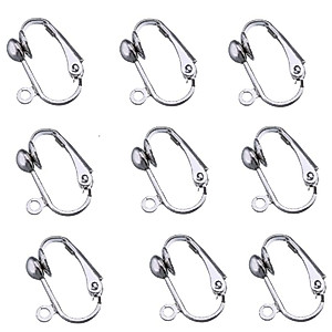 HLLMX 20 PCS Clip-on Earring Converter with Easy Open Loop Hypoallergenic Earring Clip On Backs Parts Components Findings for DIY Earring and Turn Any Studs or Pierced into Clip on (Silver)