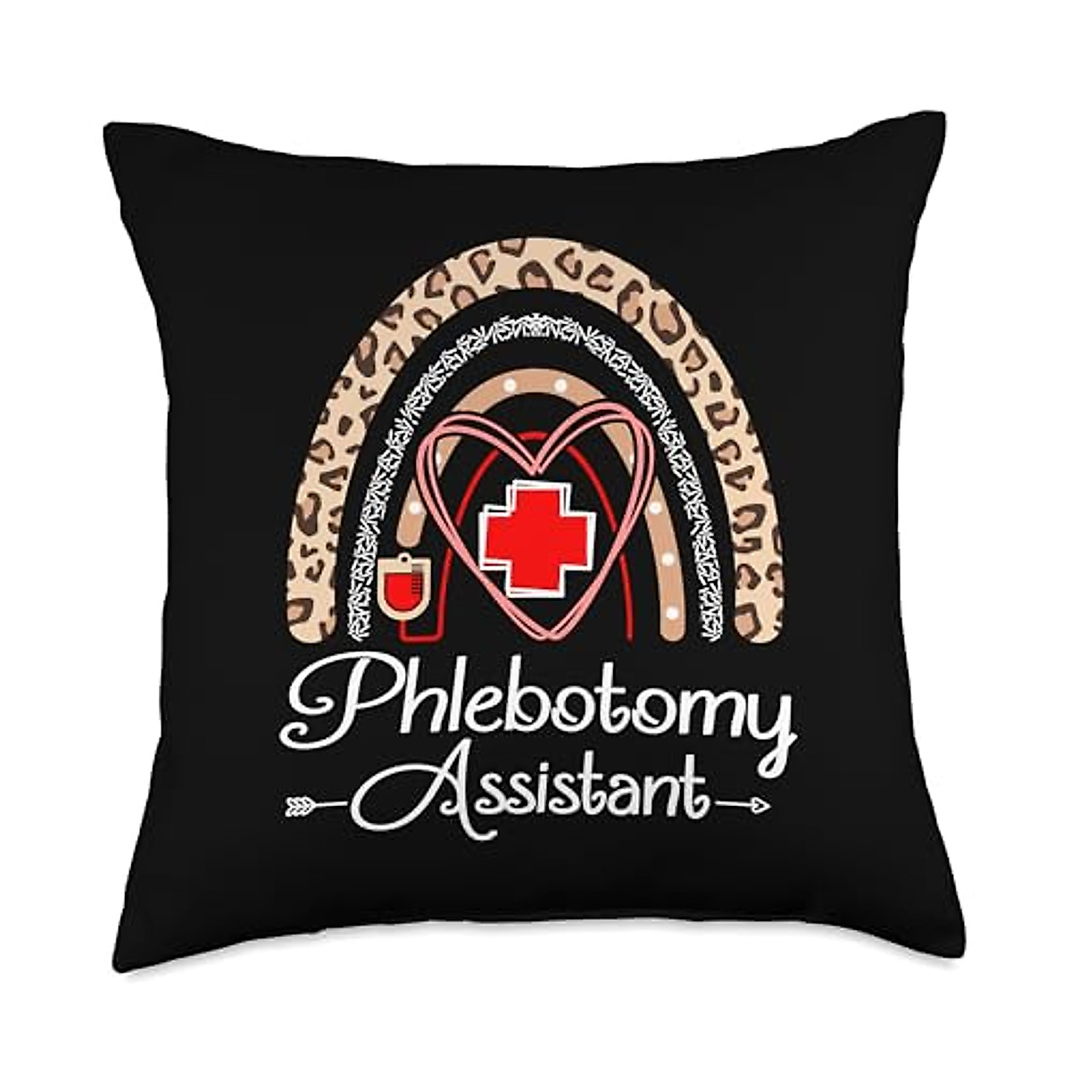 Phlebotomy Assistant Oct Phlebotomy Assistant Boho Rainbow Funny Phlebotomist Throw Pillow, 18x18, Multicolor
