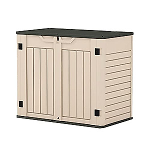 Patiowell Outdoor Horizontal Storage Shed,4' x 2' Weather Resistant Resin Tool Shed with Lockable Multi-Opening Door, Easy Storage for Trash Cans, Lawnmowe, Garden Accessories and Bicycles