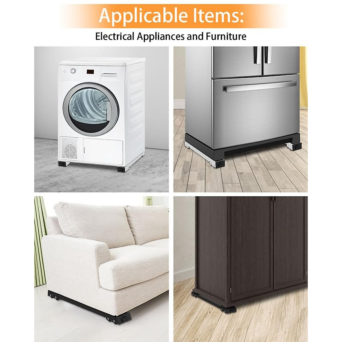 Heavy Duty Appliance Rollers,EWX Fourth Generation Extendable Appliance Rollers Adjustable Base For Washer and Dryer, Easily Move Washing Machine, Furniture,Refrigerators,Wine cooler