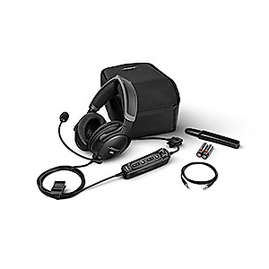 Bose A30 Aviation Headset, Noise Cancelling Pilot Headset with Adjustable ANR, Bluetooth and Lightweight Comfortable Design, Dual Plug, Black