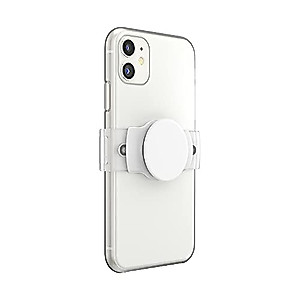 PopSockets Phone Grip Slide for Phones and Cases, Sliding Phone Grip with Expanding Kickstand, Square Edges - White