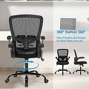 Office Computer Desk Chair，Ergonomic Executive Office Chair with Mesh, Adjustable Lumbar Support, Swivel Rolling for Home, Bedroom, Study, Student, Adults, Black