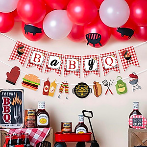 Uniwish Baby Q Banner for Baby Shower Birthday Party Decorations Summer BBQ Barbecue Picnic Party Supplies Photo Backdrop