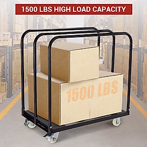 GarveeTech Drywall Cart Steel Panel Truck, Heavy Duty Flatbed Dolly Carts with Wheels, Table Cart with 1500 Lbs Capacity, Utility Tool Cart for Handling Wall Panel, Folding Table, Lumber, Mattress