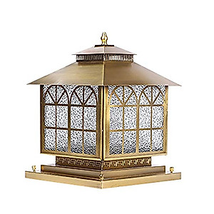 Lights Outdoor European Style Villa Exterior Lanterns Column Light Vintage Copper Outdoor IP65 Waterproof Pillar Post Lights Terrace Community Landscape Streetlights Fixture Stadium