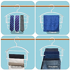 Pants Hanger Scarf Hanger Space Saving Non-Slip Pants Hanger, Legging Hangers for Closet Organizer Jeans Slack Trousers Hangers Multiple Clothes Hanger Closet Organizer for Jeans,Scarf,Tie (White, 3)