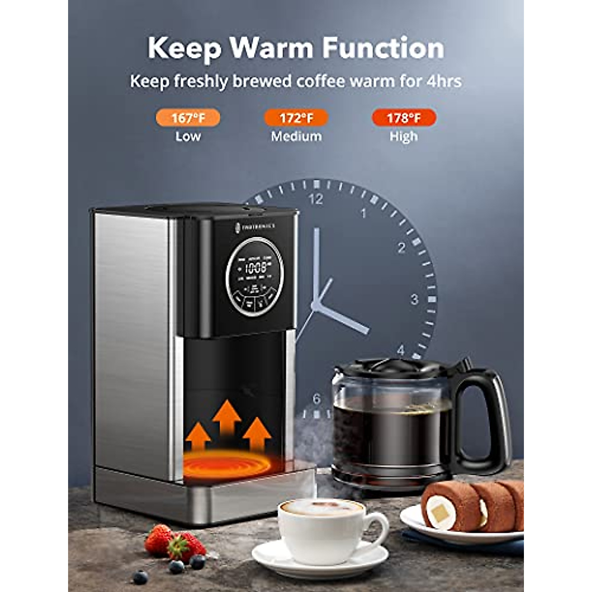 XINYUWZ 12 Cup Programmable Coffee Maker, Drip Coffee Machine with Temperature Control, Auto Pause Coffee Brewer with Glass Carafe, Family Coffeemaker with Self-Cleaning Function Black