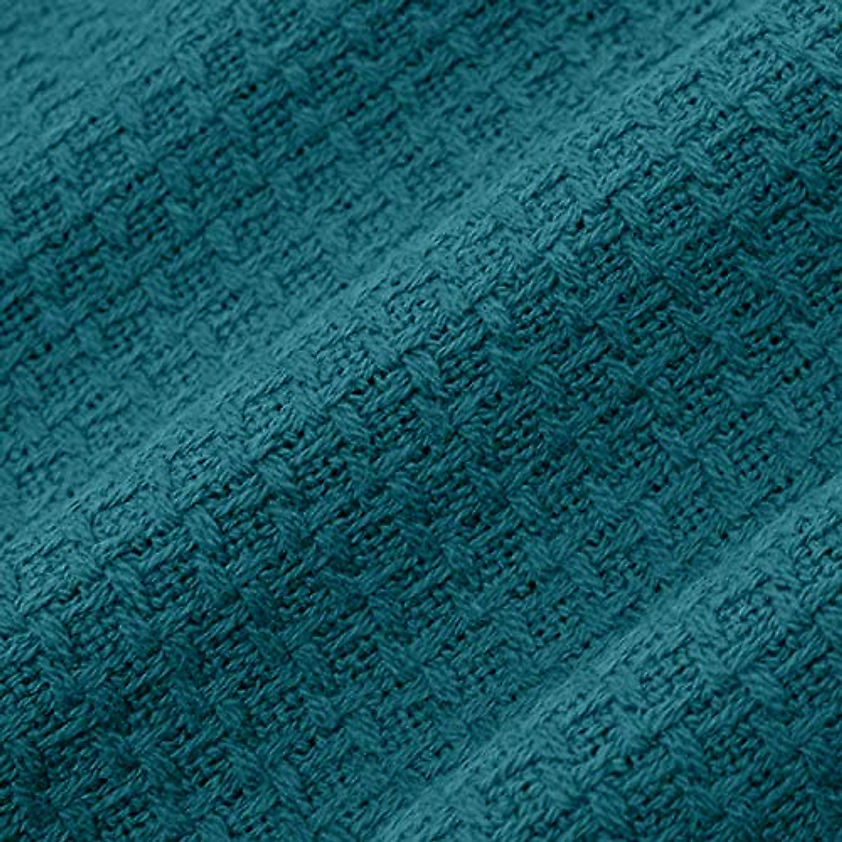 Sweet Home Collection 100% Fine Cotton Blanket Luxurious Weave Stylish Design Soft and Comfortable All Season Warmth, Full/Queen, Teal