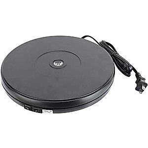 Homend 110V Electric Motorized Rotating Turntable Display Stand with LED, 10inch/25cm Diameter 22lb Load, 360 Degree Rotating in Either Direction, for Photography, Showcase (10inch/25cm,Black)