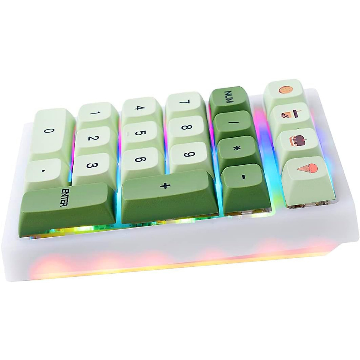 BOYI TD21 Hot Swappable Numpad,21 Keys Mini Numpad Portable Keypad Bluetooth 5.0/2.4GHz/Wired Number Pad Keyboard PBT Keycaps RGB Backlit Type-C Mini Keyboard (Matcha Green XDA Keycaps)