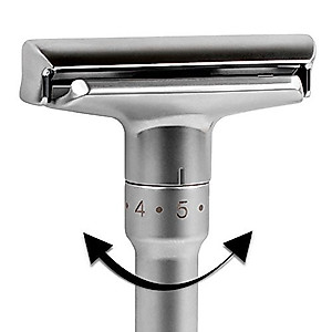 QSHAVE Adjustable Double Edge Classic Safety Razor (1 Razor & 5 pcs Titanium Coated Blades)